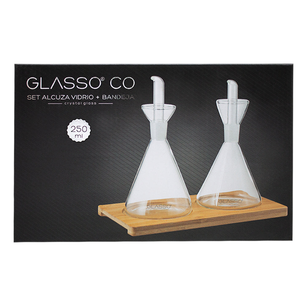 Set alcuza 250ml Base de bamboo Glasso – Wayu Perú